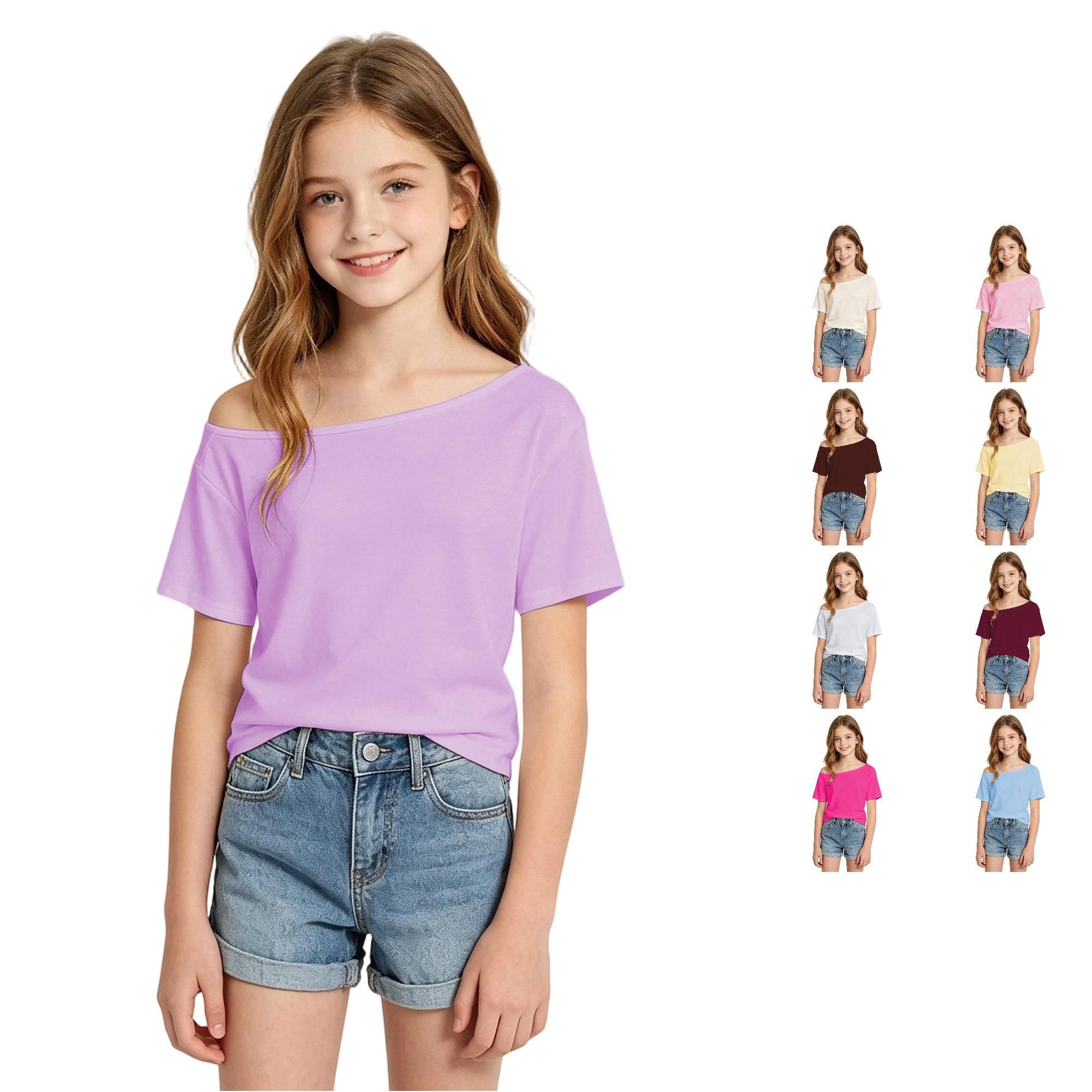 Byoo Little Girl's Solid Blouse Summer Off‑Shoulder Short‑Sleeve Loose ...