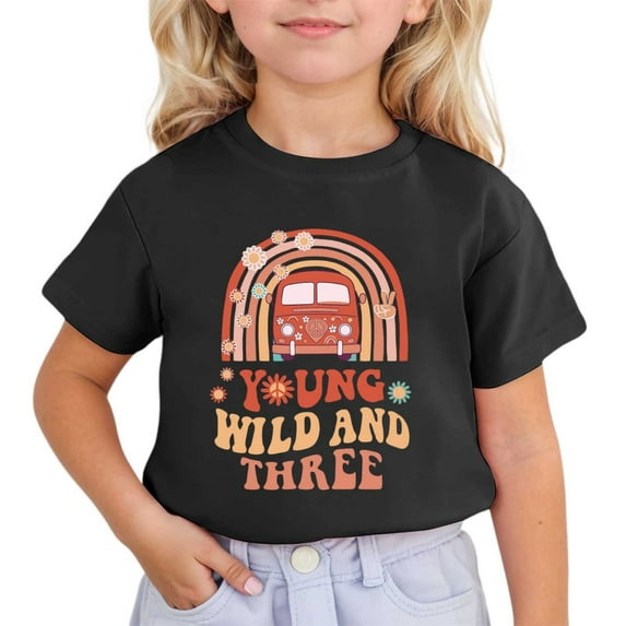 Byoo Little Girls Graphic T-Shirt Short Sleeve Crew Neck T Shirt Casual ...