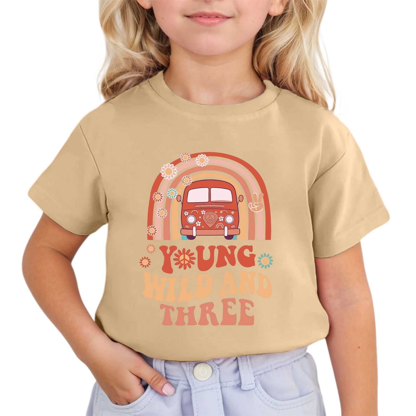 Byoo Little Girls Graphic T-Shirt Short Sleeve Crew Neck T Shirt Casual ...