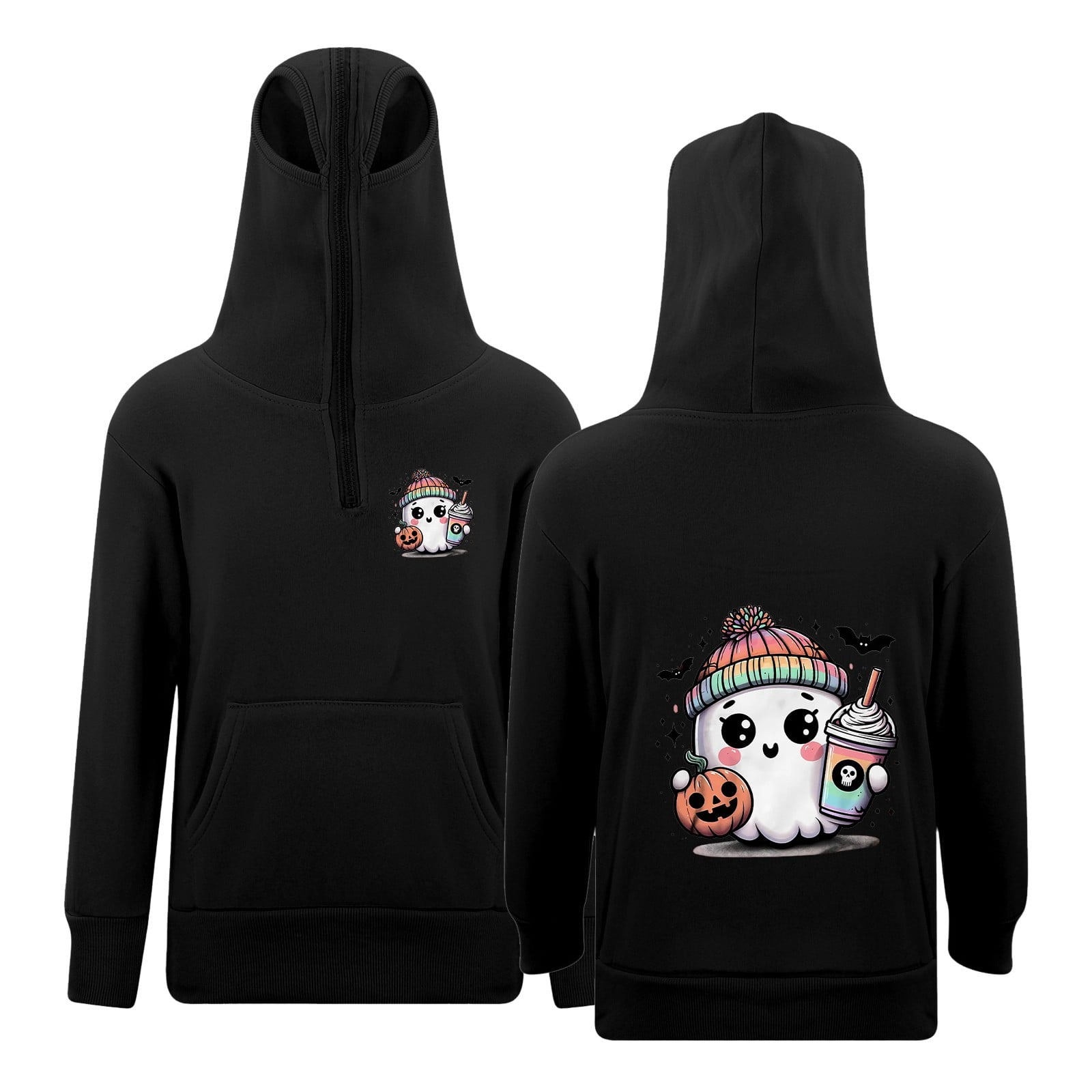 Byoo Little Girls' Halloween Hoodie Half Zip Hooded Sweatshirt with ...