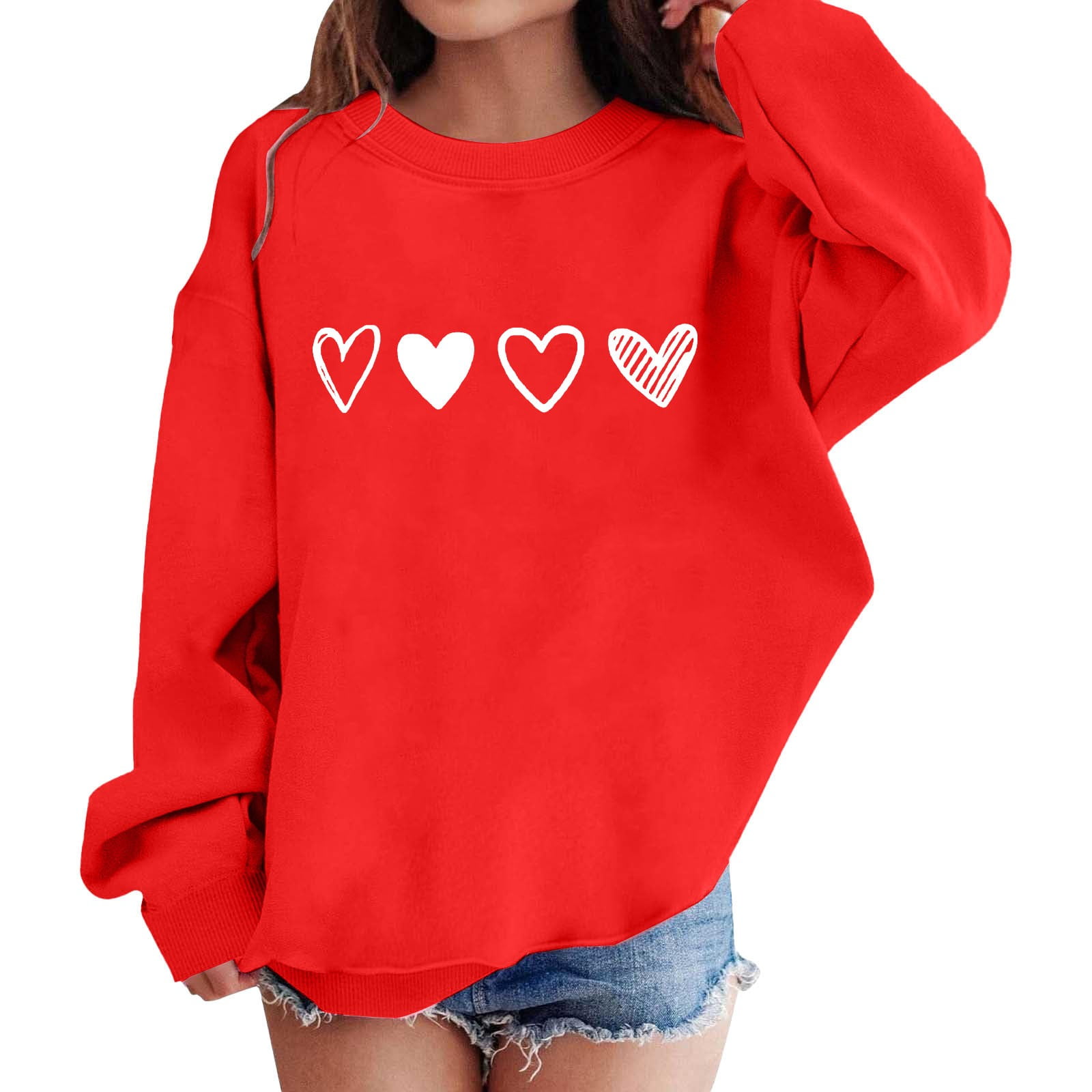 Byoo Little Girls Heart Graphic Sweatshirt Valentine's Day Oversize ...