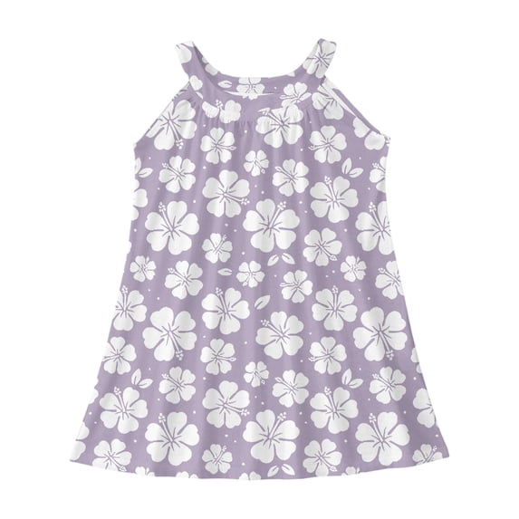 Byoo Little Girls Hibiscus Floral Print Dress Sleeveless Halter Neck ...