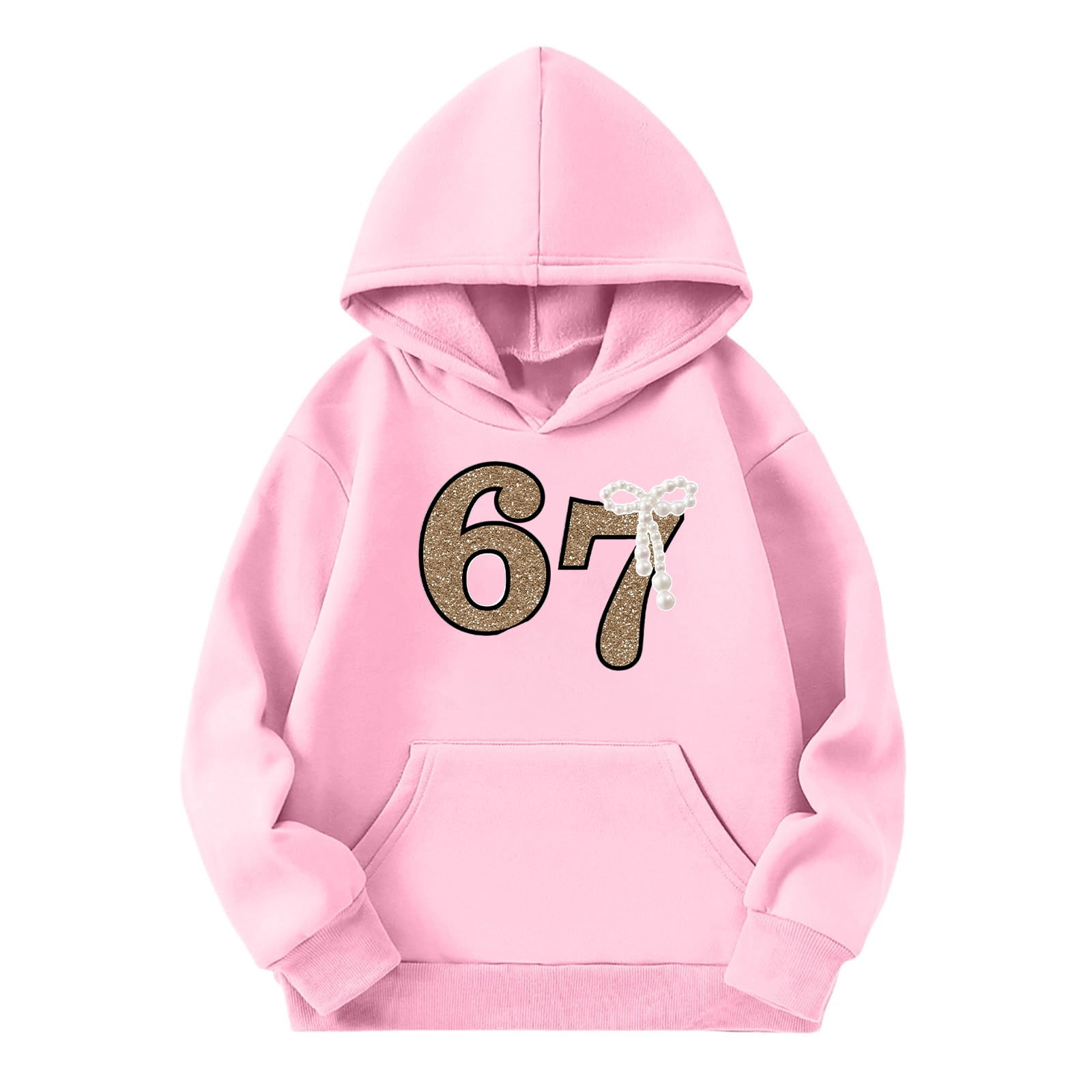 Byoo Little Girls Hooded Sweatshirt Oversize 67 Number Graphic Pullover ...