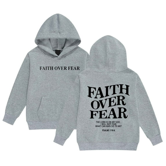 Byoo Little Girls Hoodie Faith Over Fear Letter Printed Long Sleeved ...