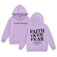 Byoo Little Girls Hoodie Faith Over Fear Letter Printed Long Sleeved ...