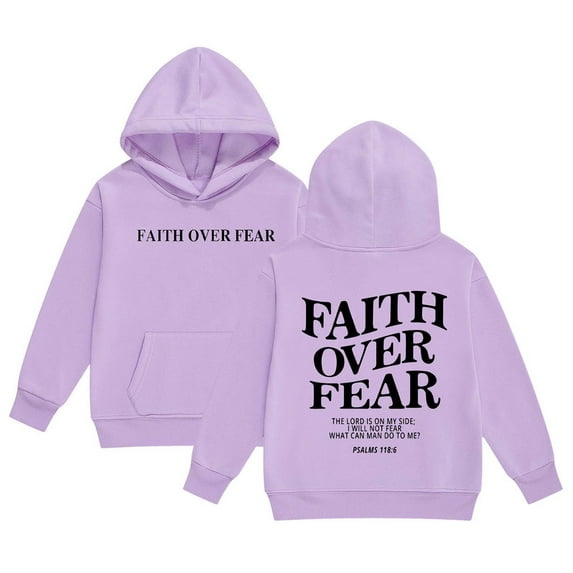 Byoo Little Girls Hoodie Faith Over Fear Letter Printed Long Sleeved ...