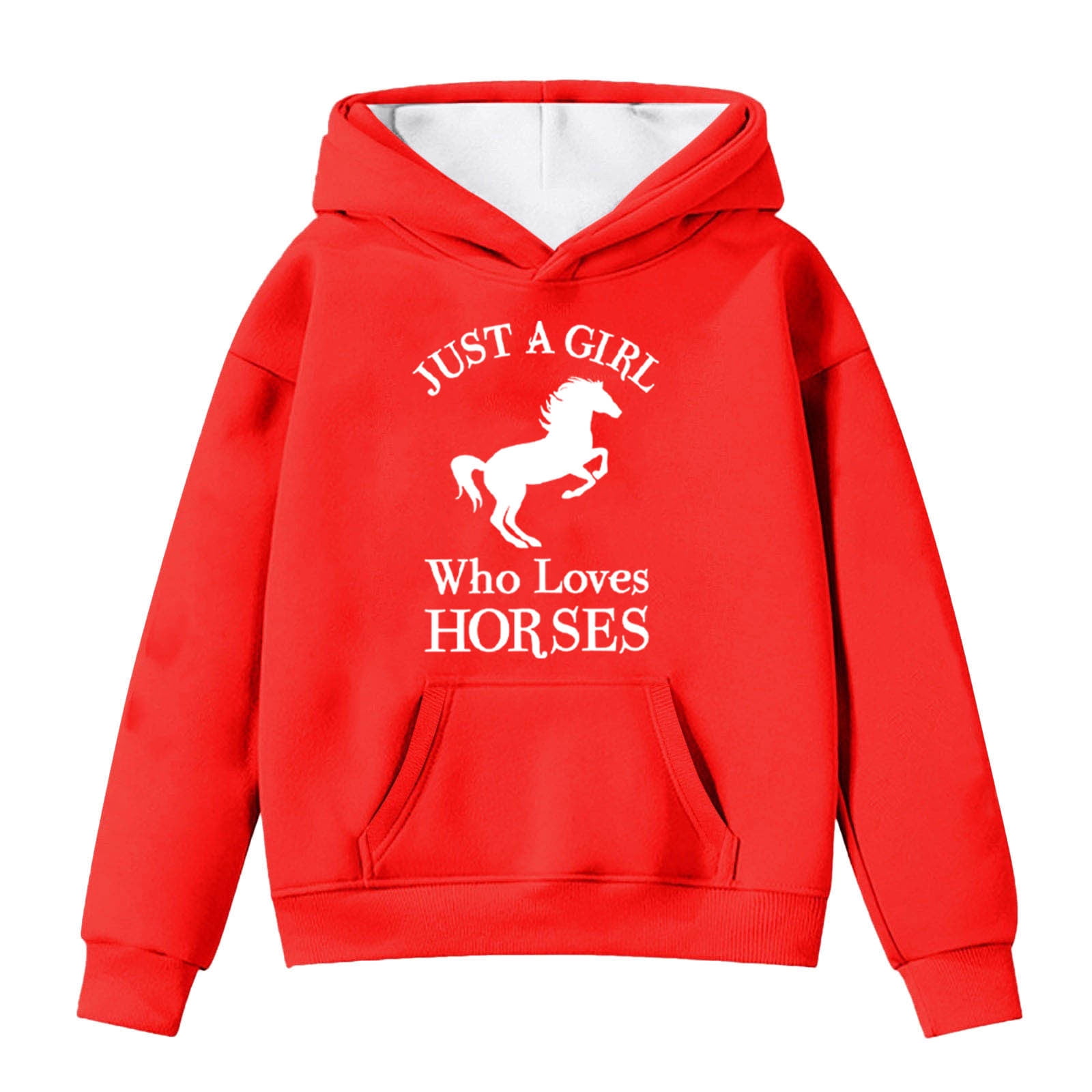 Byoo Little Girls Horse Print Hoodie Casual Microfleece Soft Pullover ...