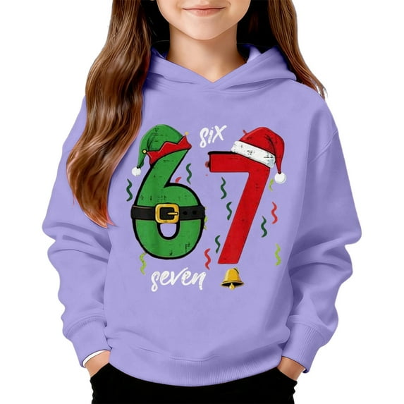 Byoo Little Girls Number Print Hooded Sweatshirt Long Sleeve Holiday ...