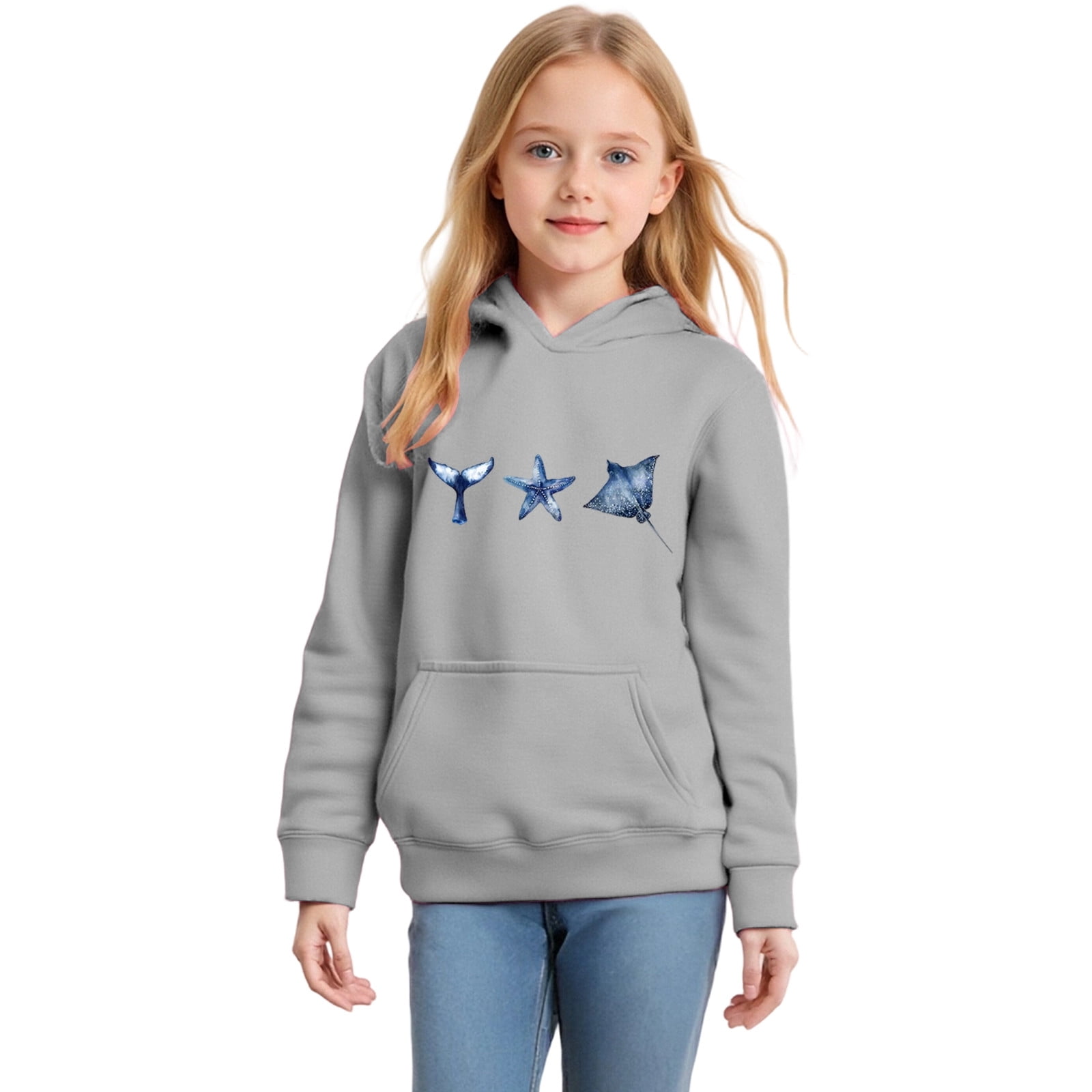 Byoo Little Girls Ocean Themed Hoodie Graphic Print Casual Sports ...