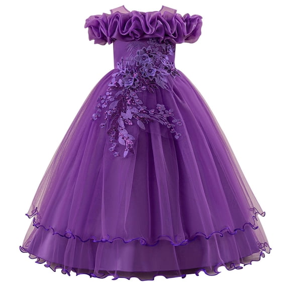 Byoo Little Girls Off Shoulder Tulle Dress Embellished Formal Princess ...