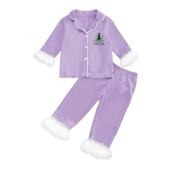 Byoo Little Girls Pajamas Christmas Letter Print Button Down Shirt ...