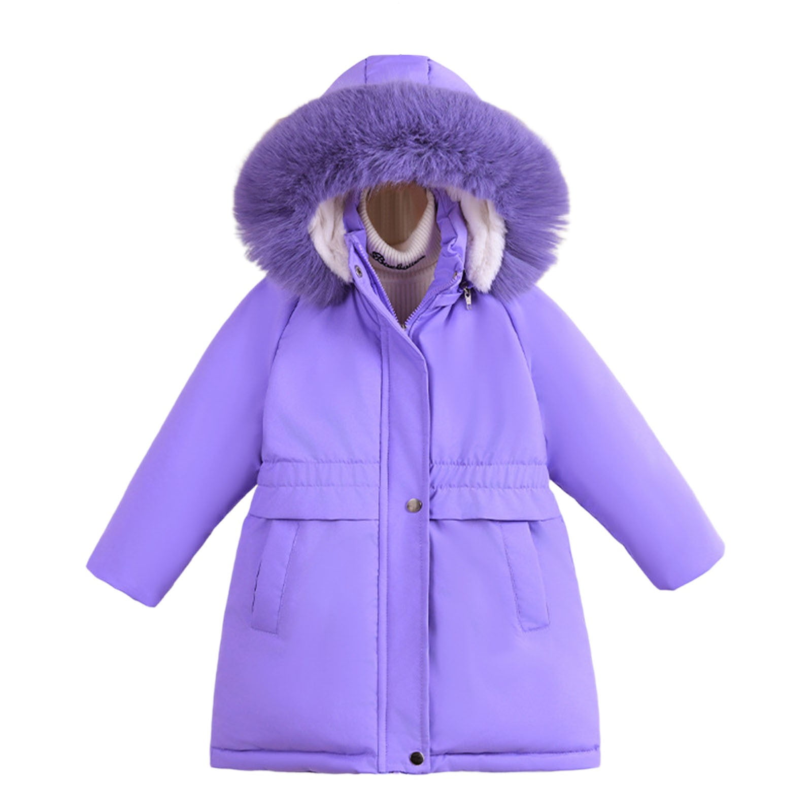 Byoo Little Girls Parka Coat Solid Color Full Zip Padded Hooded Puffer ...