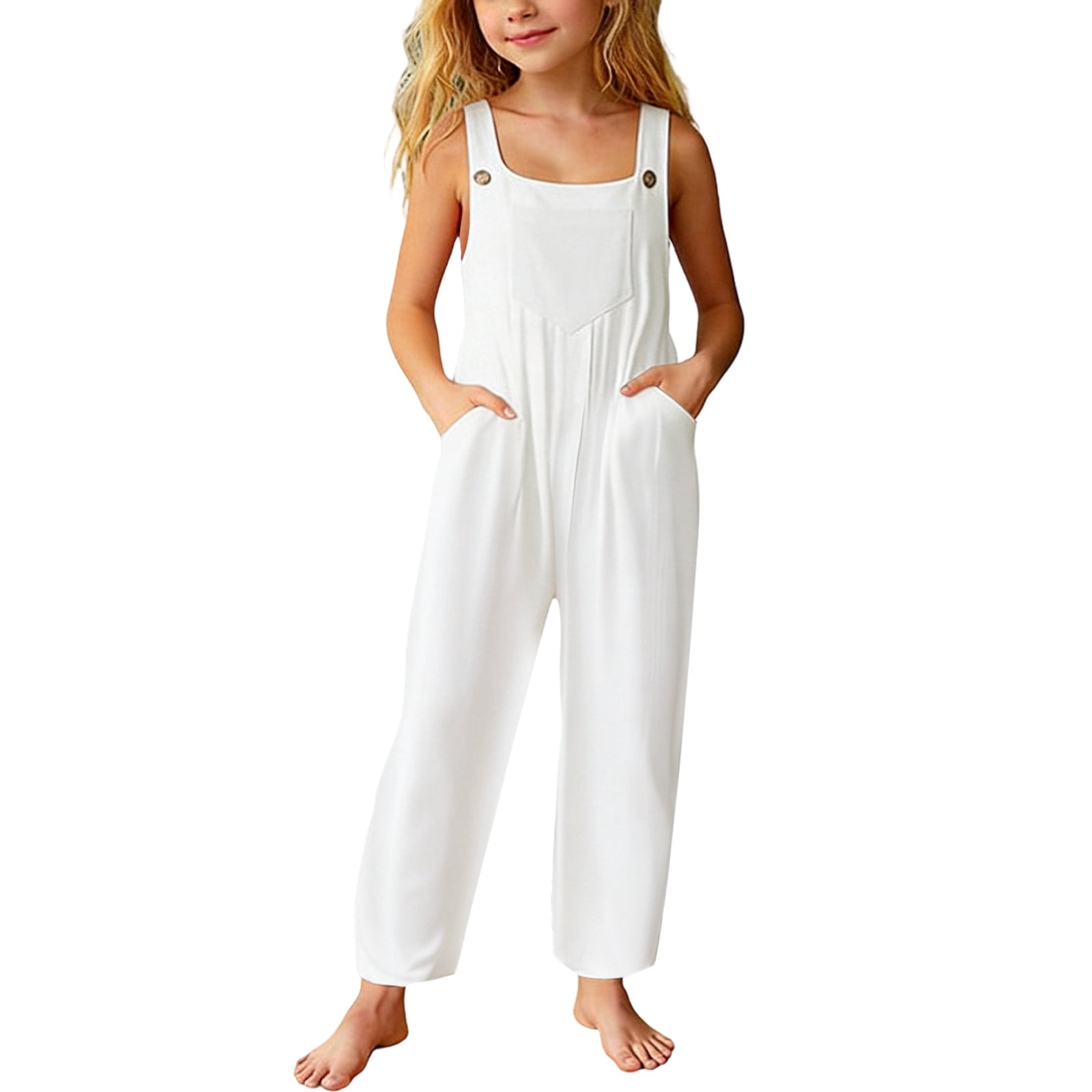 Byoo Little Girls Relaxed Fit Overalls soft Pocket Casual Daily Wide ...