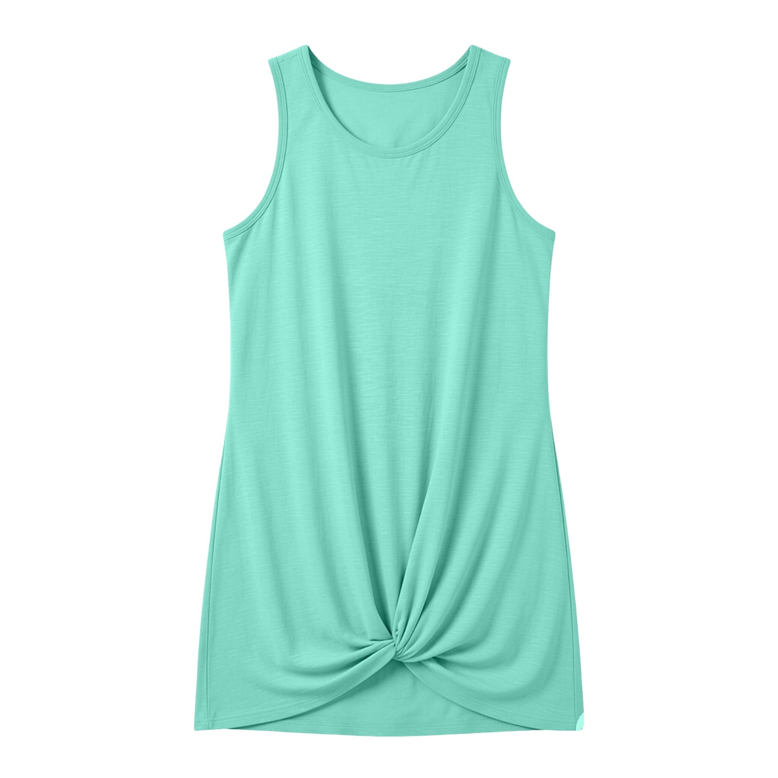 Byoo Little Girls' Sleeveless Twist Knot Beach Dress Casual Solid Color ...