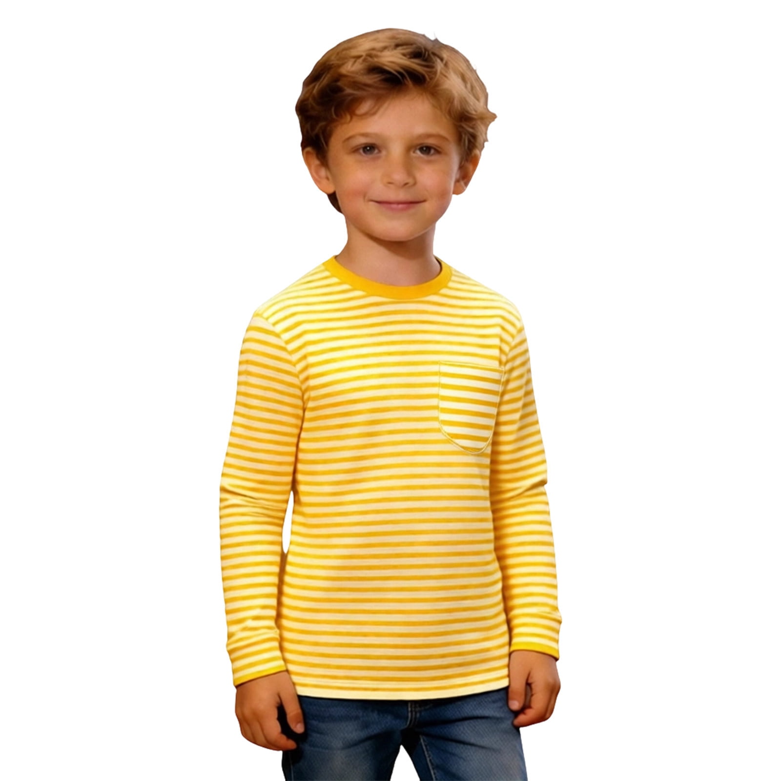 Byoo Little Girls Striped Crew Neck Long Sleeve T Shirt with Pocket ...
