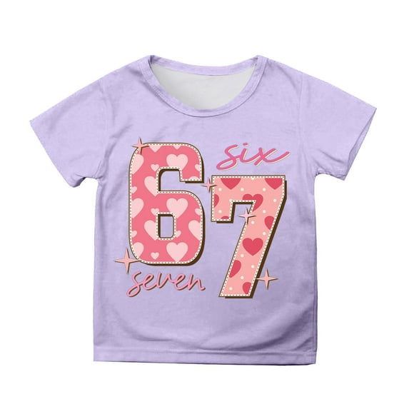 Byoo Little Girls Valentine T-Shirt Short Sleeve Number Graphic Short ...