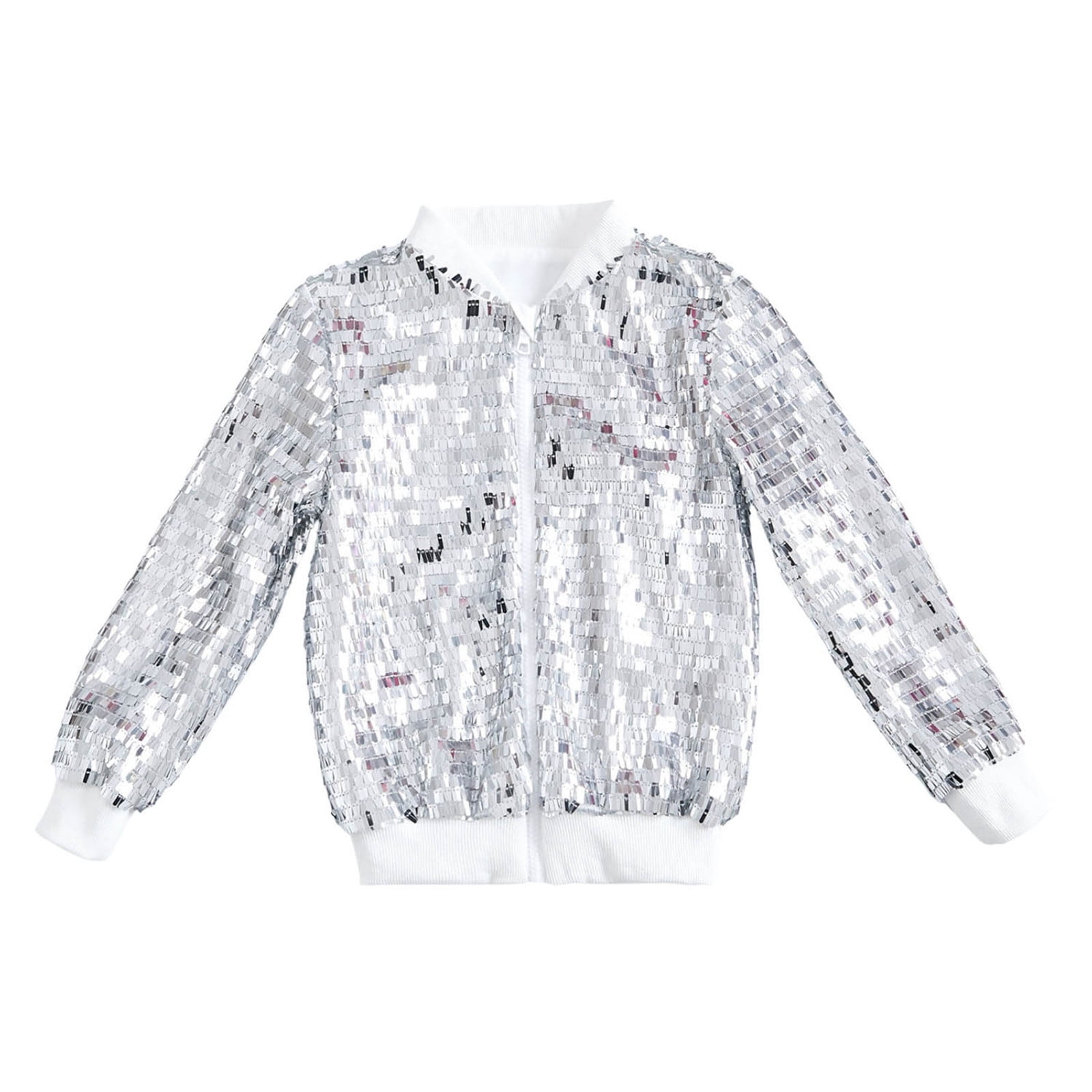 Byoo Mardi Gras Tween Girls Baseball Jacket Sequined Solid Color Zipper ...