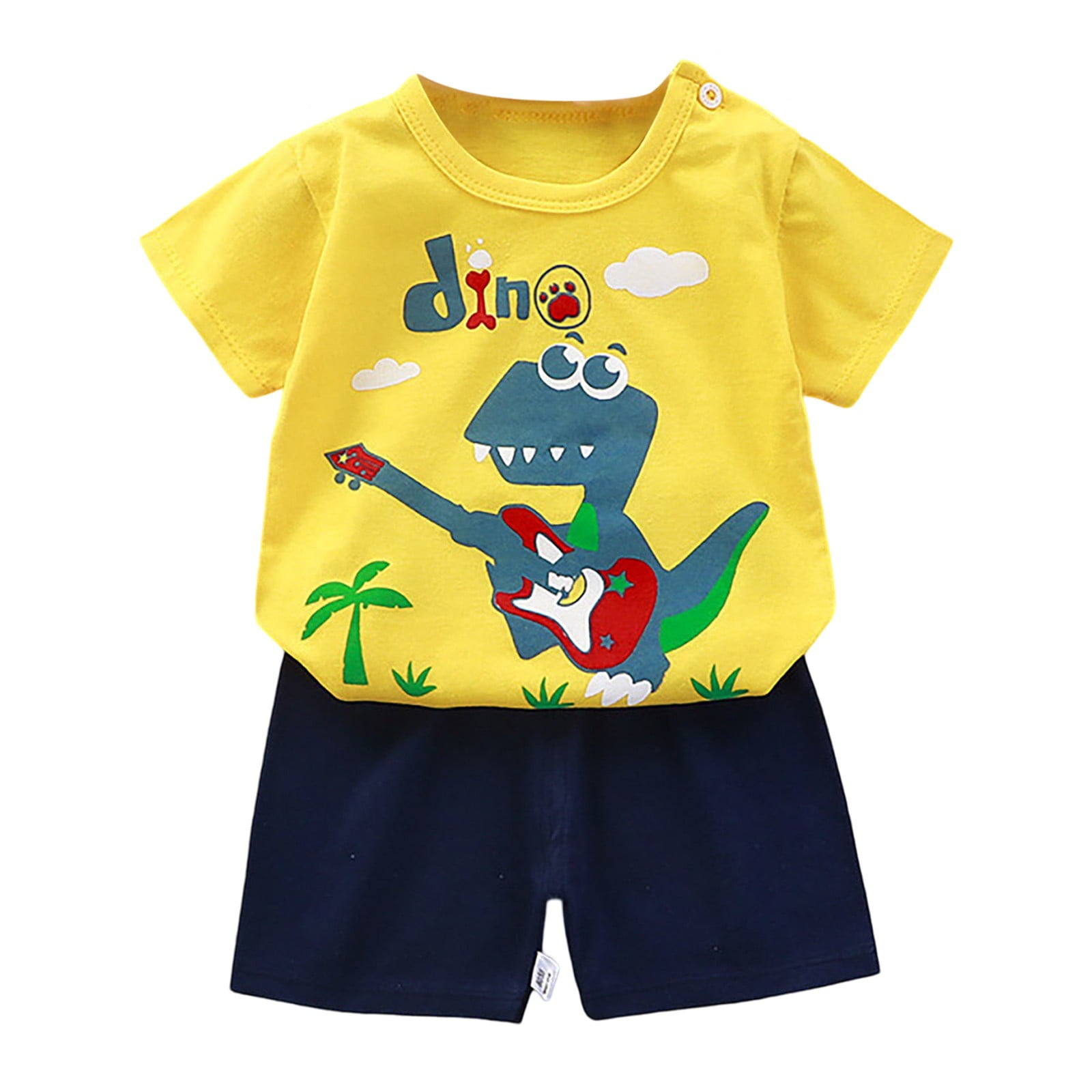 Byoo Newborn Boys Summer Cartoon Printed Outfits Short Sleeved Tops ...