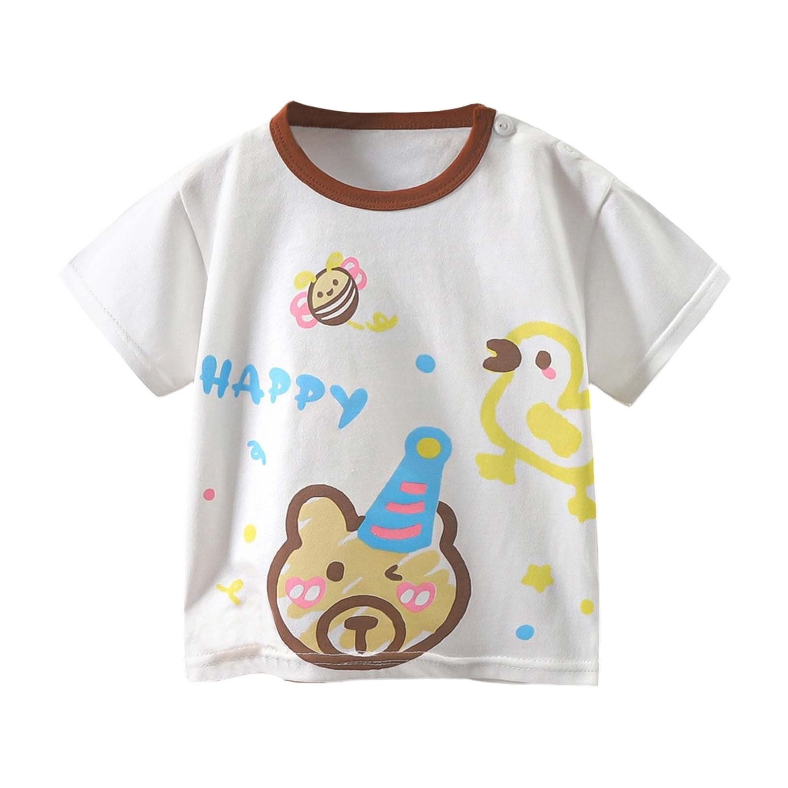 Byoo Boys T-Shirt Cartoon Bear Print Cotton T Shirt Short Sleeve Round ...