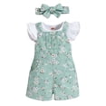 Byoo Newborn Girl Breathable Outfit Set Floral Printed Short Overalls ...
