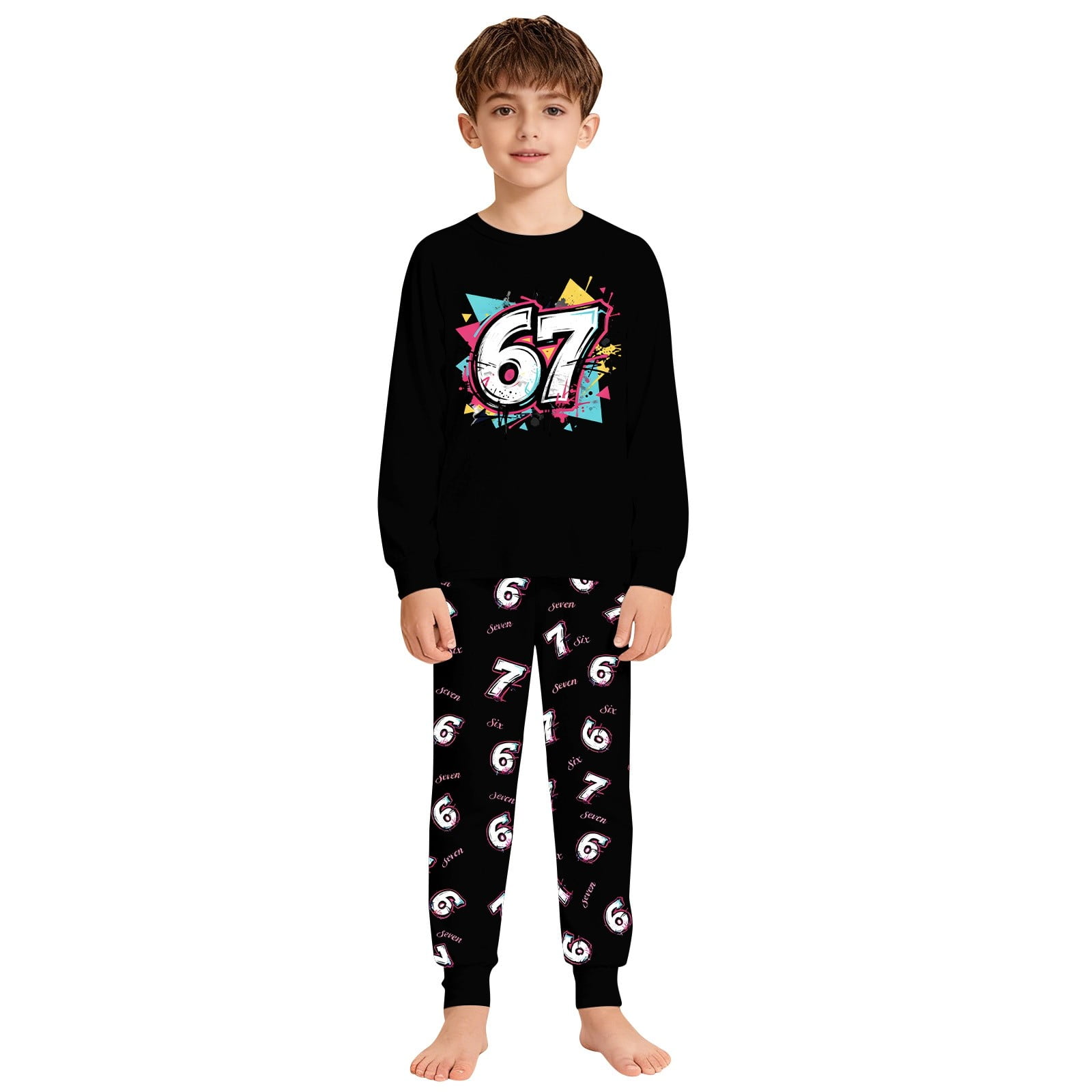 Byoo Number Graphic Loungewear Outfit for Toddler Boy Long Sleeve ...