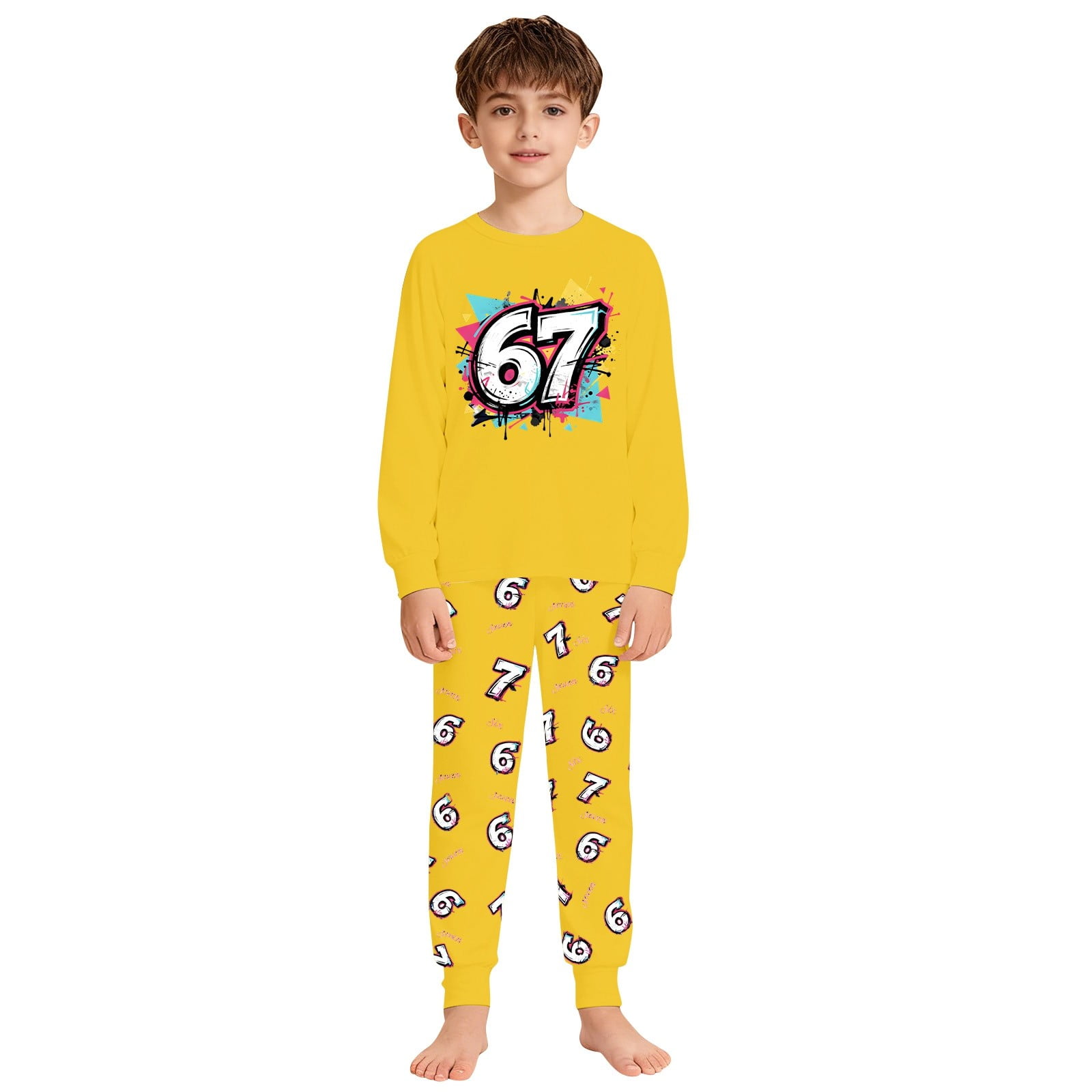 Byoo Number Graphic Loungewear Outfit for Toddler Boy Long Sleeve ...
