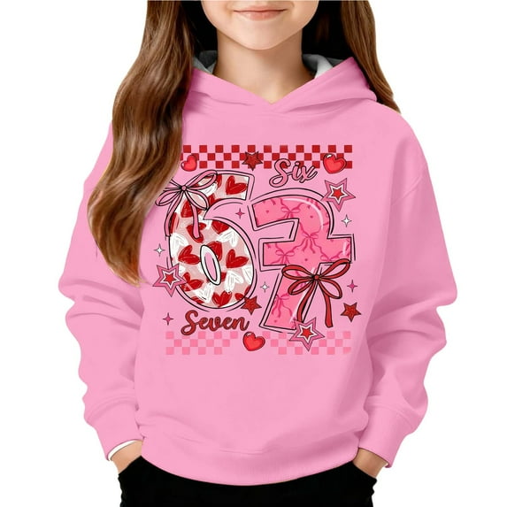 Byoo Number Print Hoodie for Little Girl Valentine Day Hoody Pullover ...