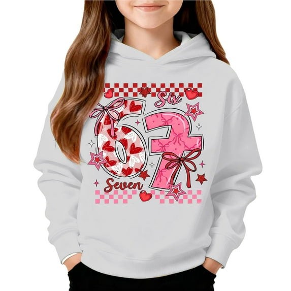 Byoo Number Print Hoodie for Toddler Girl Valentine Day Pullover Hoody ...