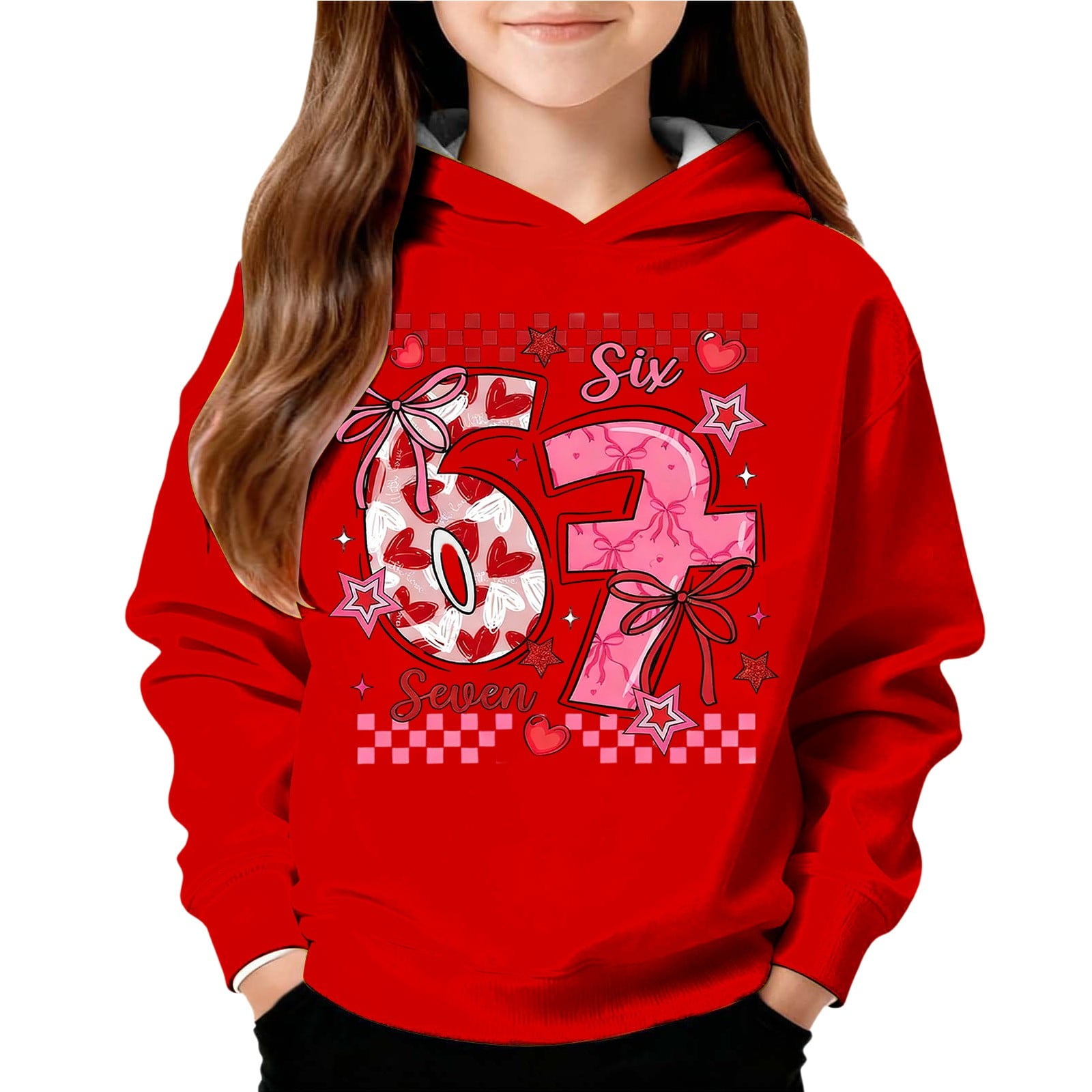 Byoo Number Print Hoodie for Tween Girl Valentine Day Hoody Pullover ...