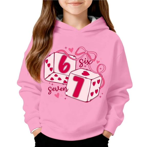 Byoo Number Printed Hoodie for Big Girl Valentine Day Kangaroo Pocket ...