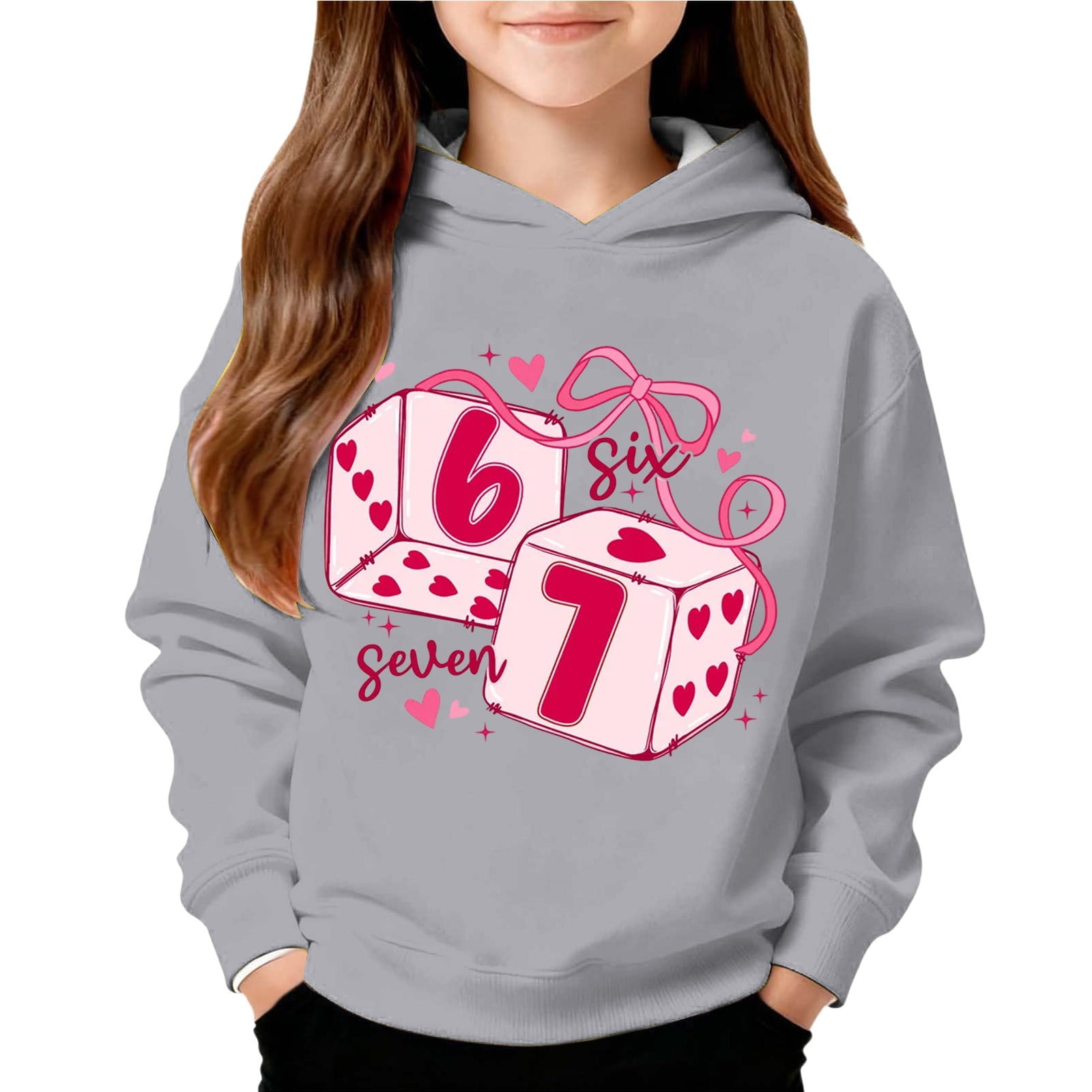 Byoo Number Printed Hoodie for Big Girl Valentine Day Kangaroo Pocket ...