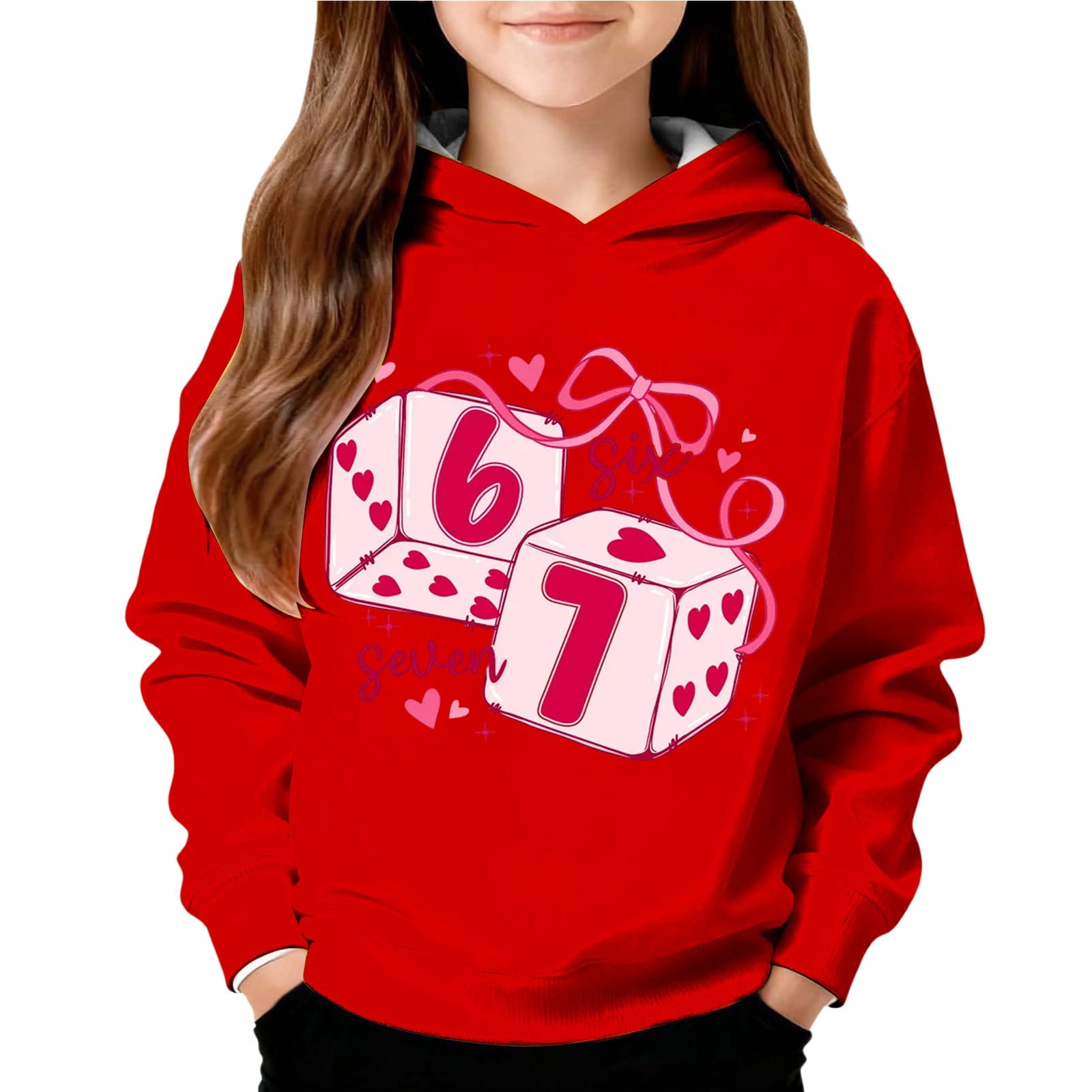 Byoo Number Printed Hoodie for Big Girl Valentine Day Oversized ...