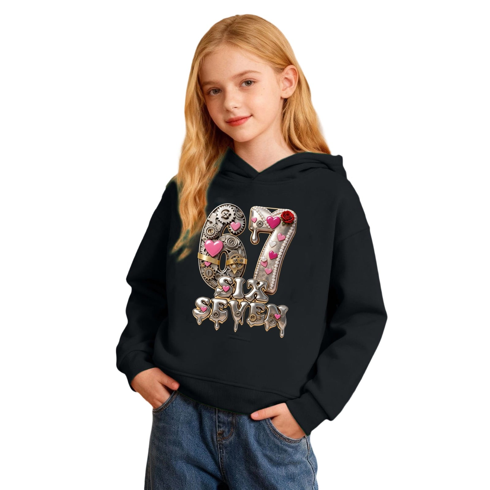 Byoo Number Printing Hoodie for Big Girl Valentine Day Full Sleeve ...