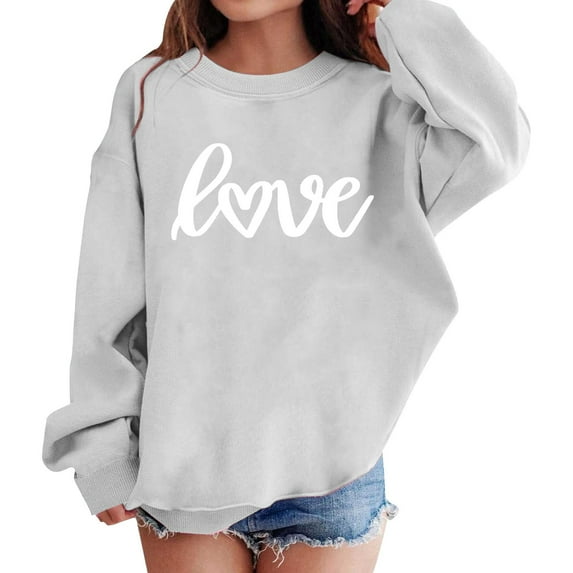 Byoo Oversize Big Girl Sweatshirt Valentine's Day Love Letter Graphic ...