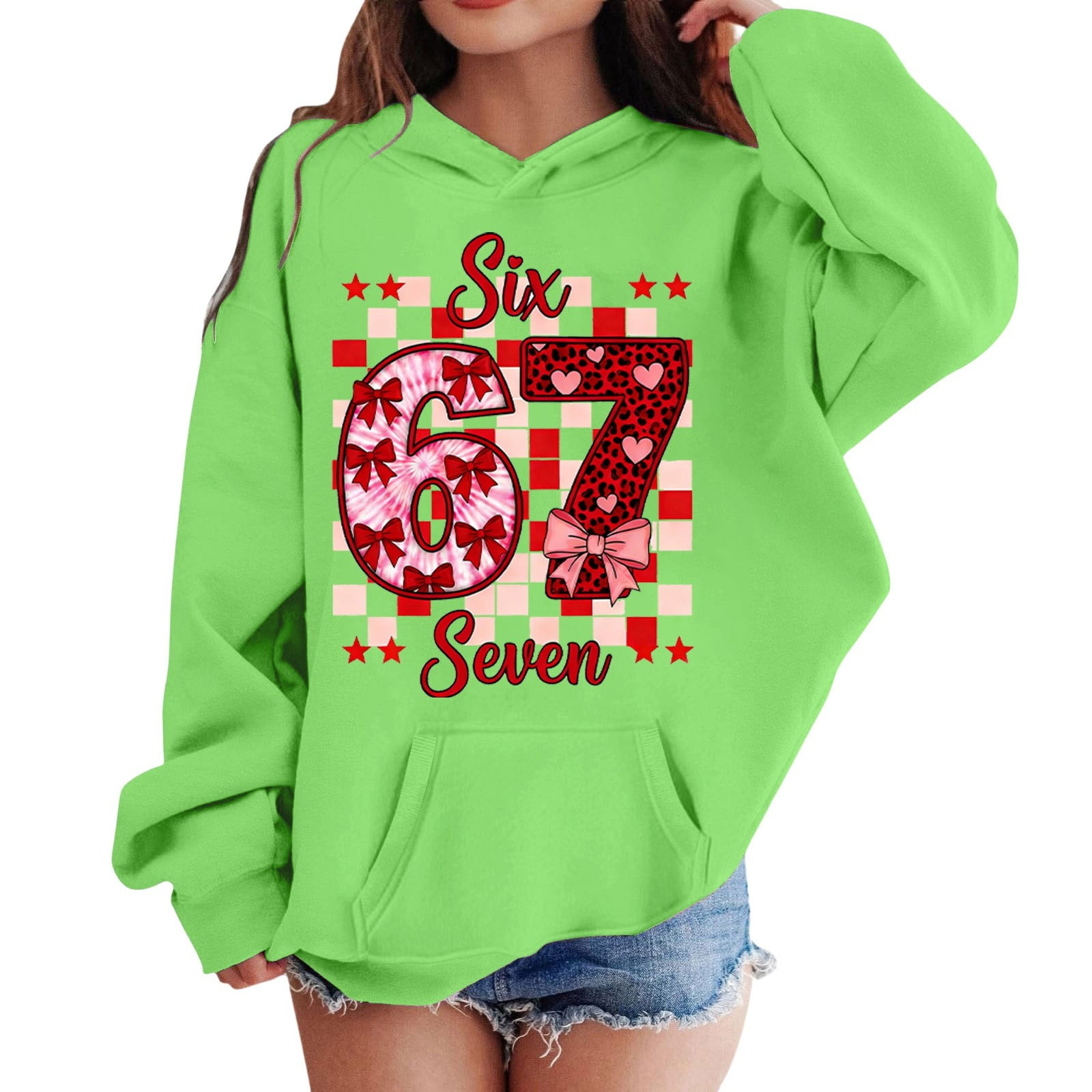 Byoo Oversize Hooded Sweatshirt for Big Girl Sweet Number Graphic ...