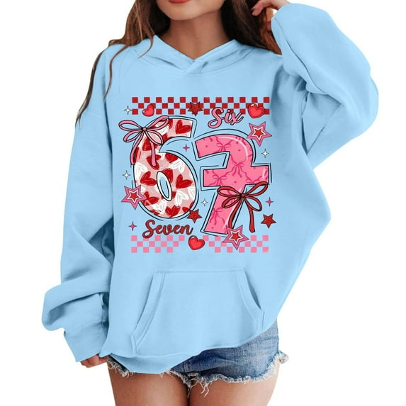 Byoo Oversize Hoodie for Big Girl Valentine's Day Kangaroo Pocket ...