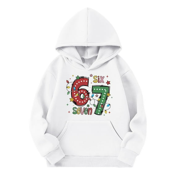 Byoo Oversize Hoodie for Little Girl 67 Number Graphic Long Sleeve ...