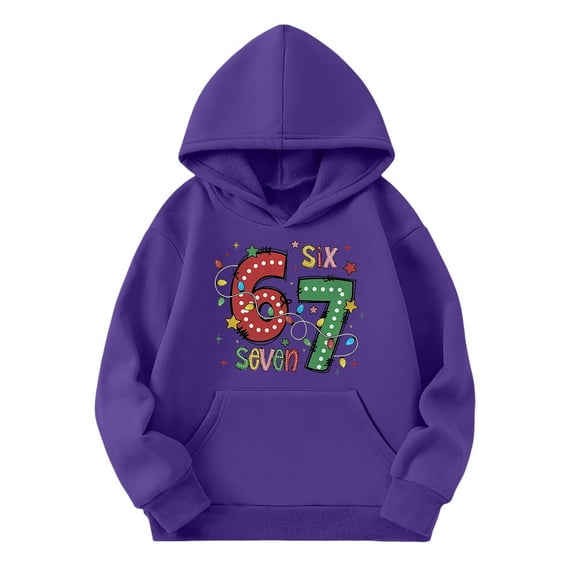 Byoo Oversize Hoodie for Tween Girl 67 Number Graphic Long Sleeve ...