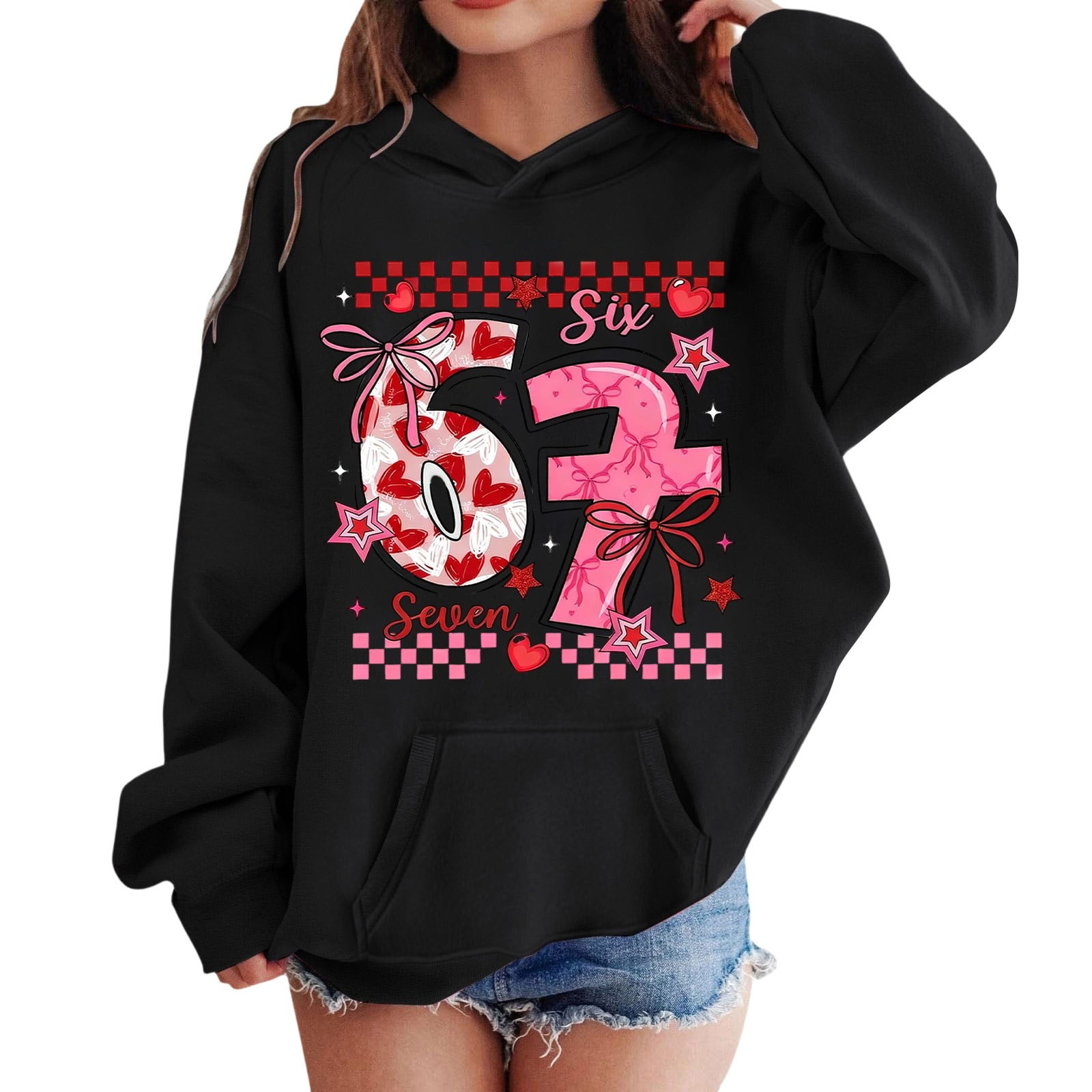 Byoo Oversize Hoodie for Tween Girl Valentine's Day Kangaroo Pocket ...