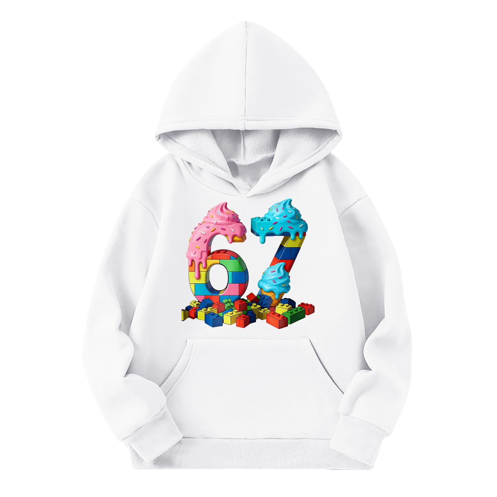 Byoo Oversized Hoodie for Little Girl Kangaroo Pocket 67 Number Printed ...