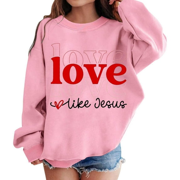 Byoo Oversized Sweatshirt for Little Girl Valentine Cute Letter Graphic ...
