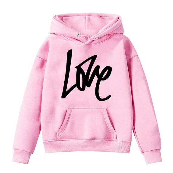 Byoo Oversized Toddler Girls Hoodie Valentines Letter Graphic Kangaroo ...