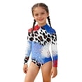 Byoo Patriotic Rash Guard for Little Girl Zipper Leopard Graphic Long ...