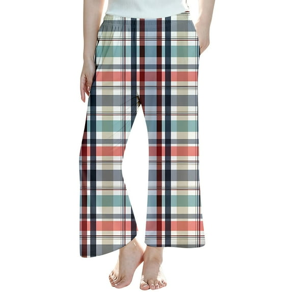 Byoo Plaid Printed Little Boys Sleepwear Trousers Wide Leg Straight Fit ...