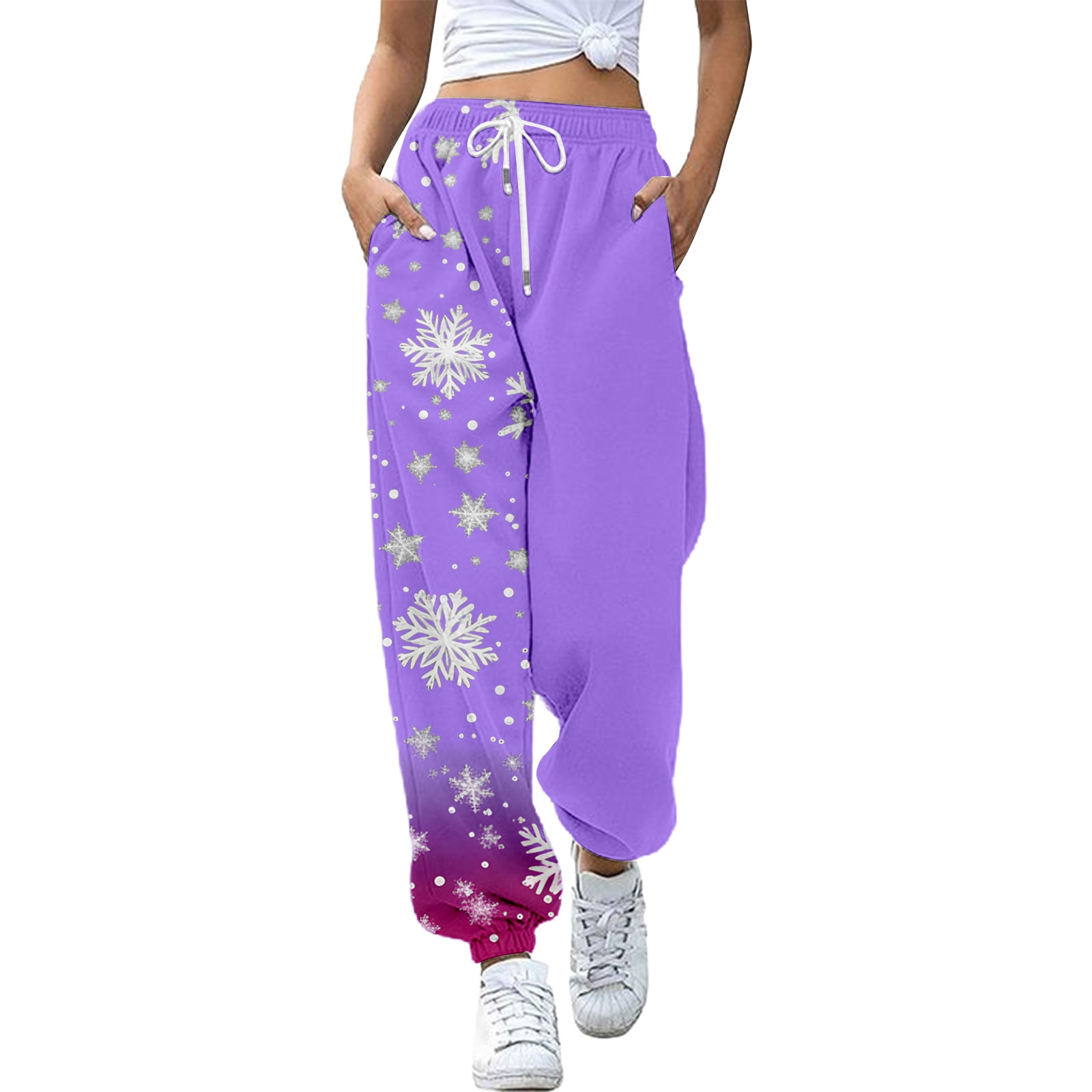 Byoo Snowflake Print Toddler Girls' Jogger Pants Soft Cozy Elastic ...