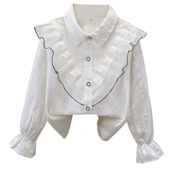 Byoo Solid T Shirt for Toddler Girls Ruffled Lapel Collar Button Down ...