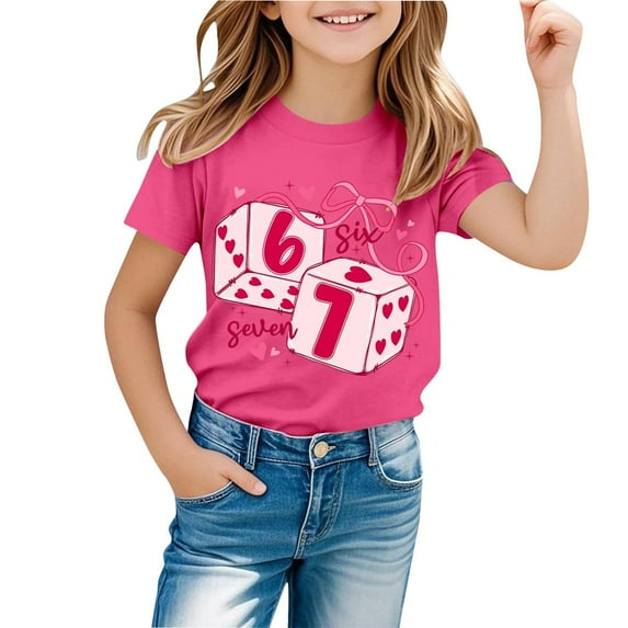 Byoo Tee Shirt for Little Girl Valentine's Day Funny Number Graphic ...