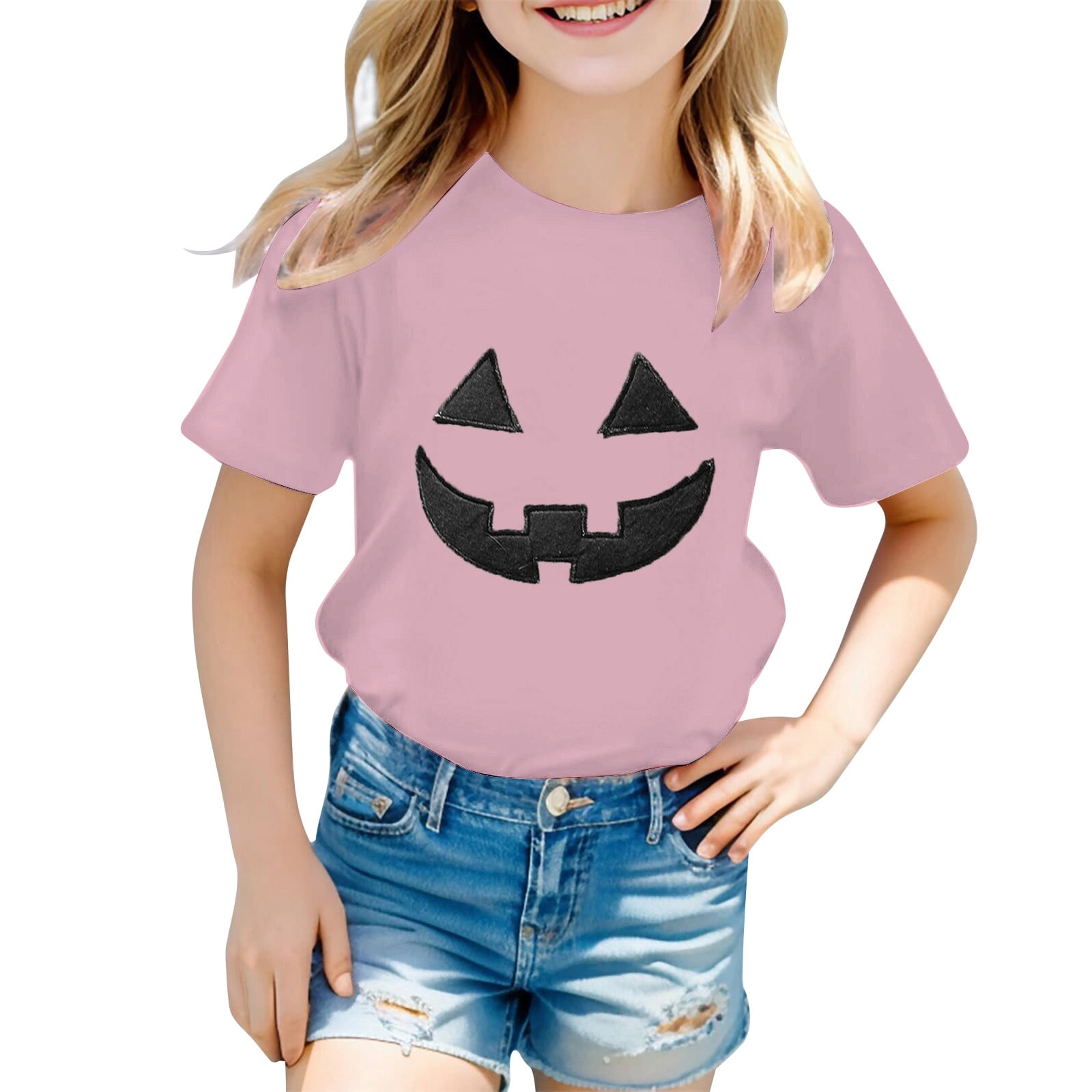 Byoo Tee Shirt for Tween Girl Cute Pumpkin Expression Graphic Cotton ...