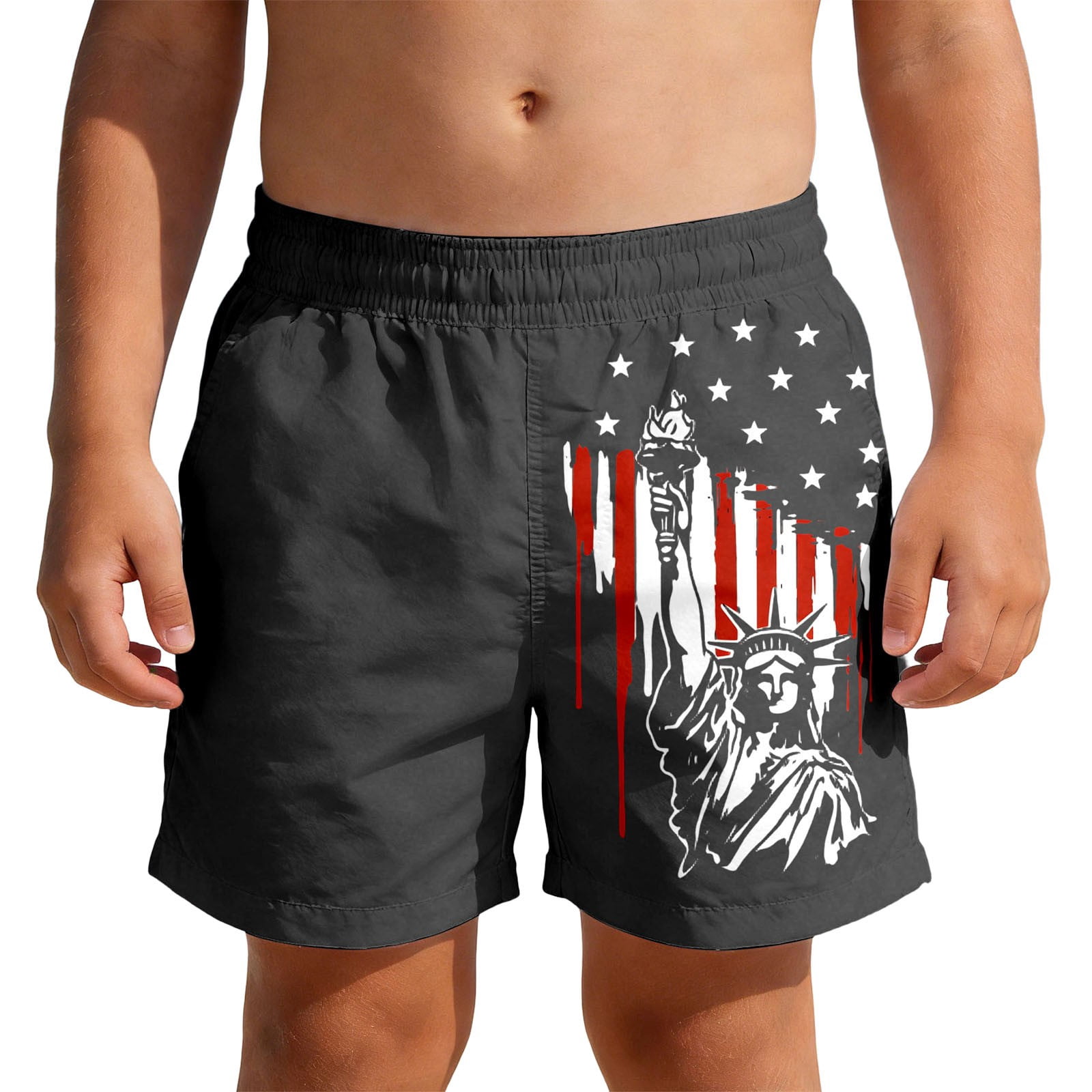 Byoo Teen Boys Board Shorts Statue Of Liberty Printed Elastic Waist ...