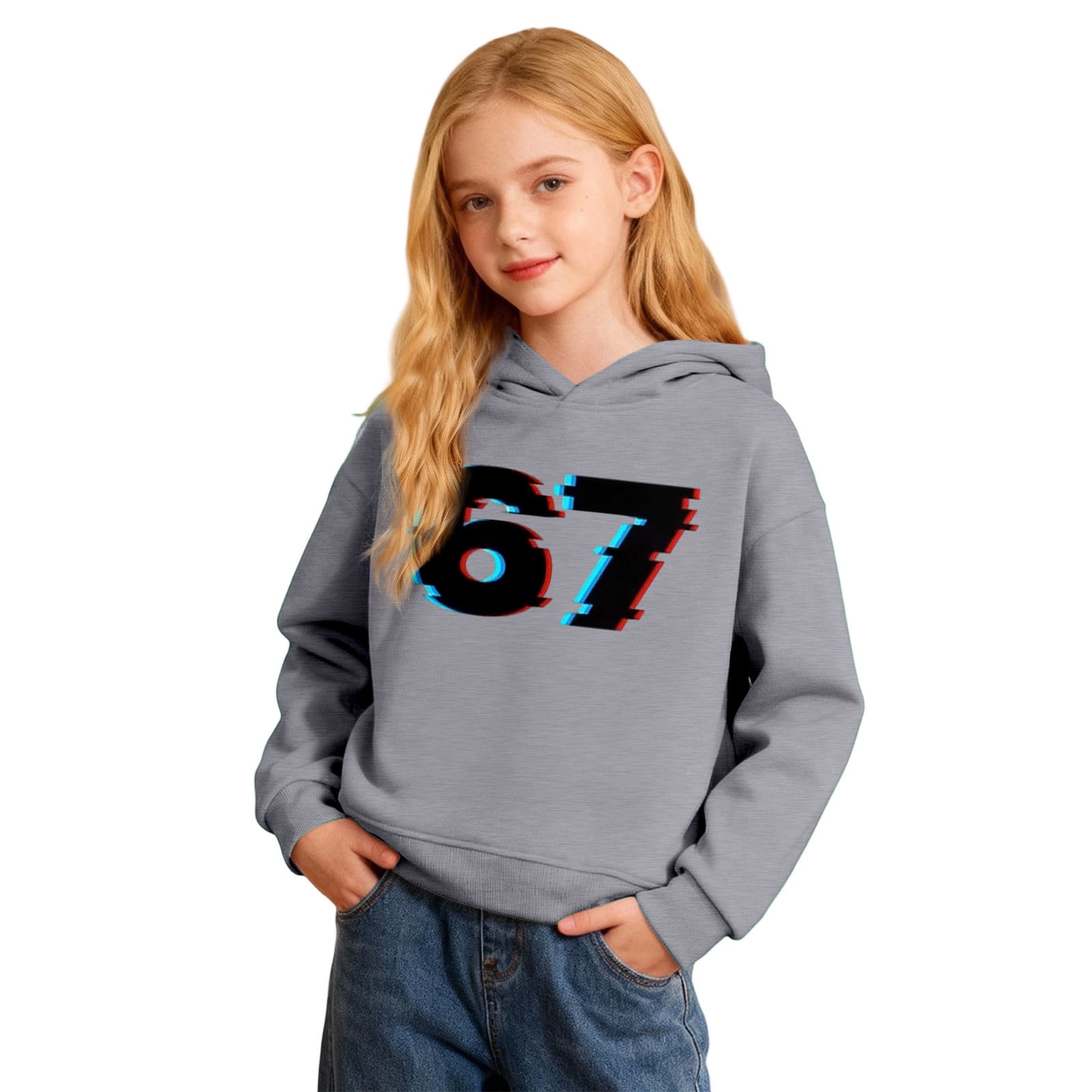 Byoo Teen Girl 67 Number Printed Hooded Sweatshirt Active Full Sleeve ...